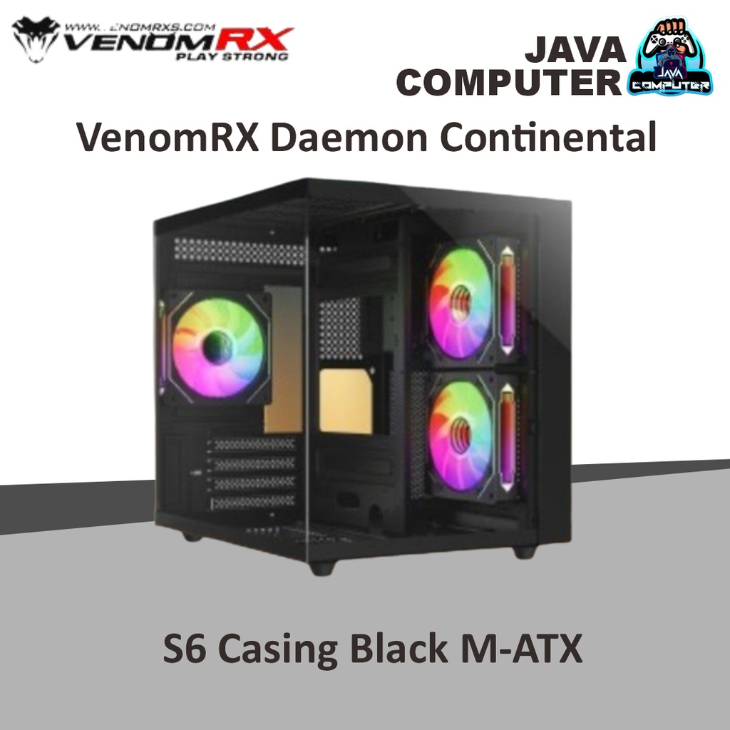 VenomRX Daemon Continental S6 Casing Black M-ATX | Java Computer Samarinda